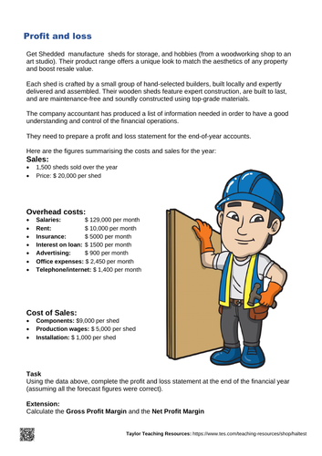 Income Statements - Revision Worksheet - Accounts and Finance- GCSE ...