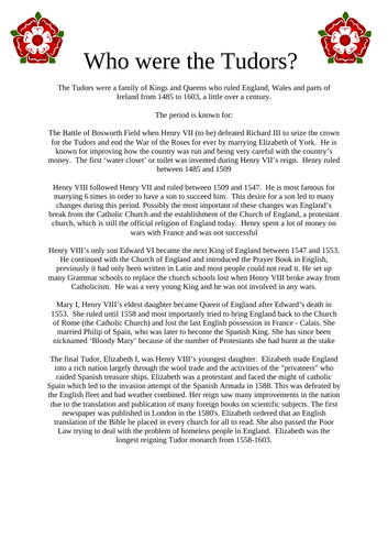 KS3 The Tudors | Teaching Resources