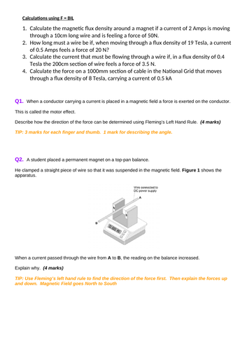 KS4 The motor effect and motors | Teaching Resources