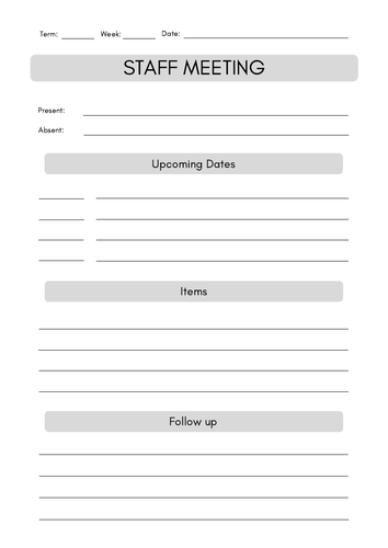 Staff Meeting Notes - Printable Template | Teaching Resources