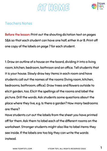 At Home ESL Lesson Plan For Kids and Early Learners | Teaching Resources