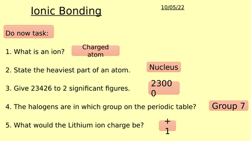 C2 Ionic bonding | Teaching Resources