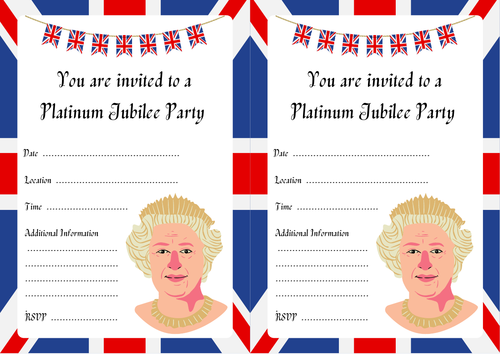 The Queen's Platinum Jubilee Party Invitations. School Party ...
