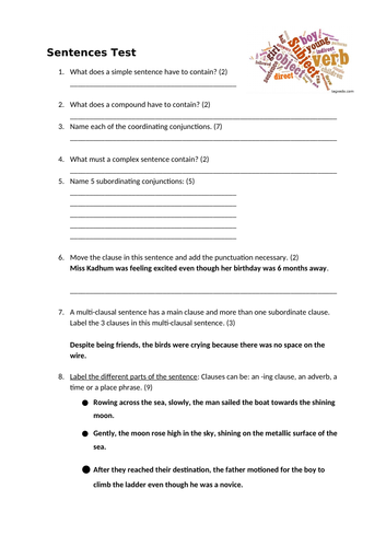 Literacy: Sentence Structures | Teaching Resources