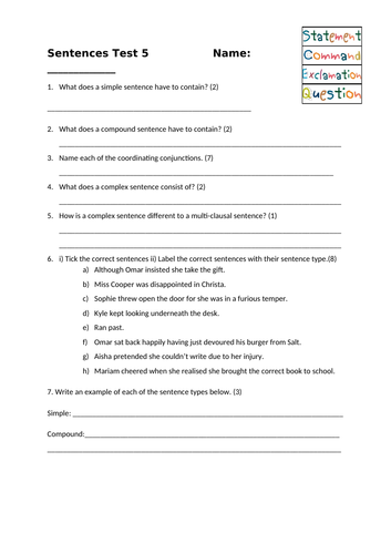 Literacy: Sentence Structures | Teaching Resources