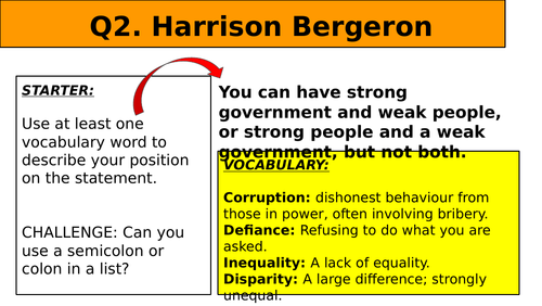 Harrison Bergeron textual analysis | Teaching Resources