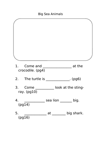 PM+ level 2 Big Sea Animals follow up tasks | Teaching Resources PM+ level 2 Big Sea Animals follow up tasks | Teaching Resources