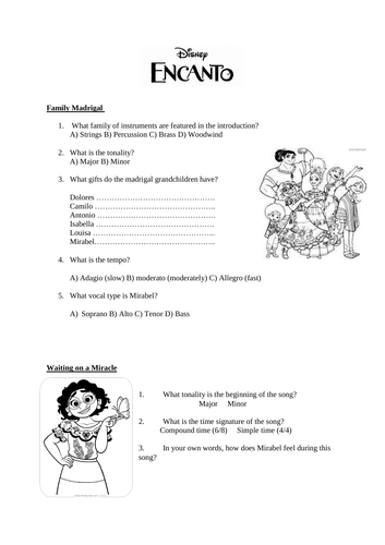 Encanto Listening Quiz- Easy Music Cover | Teaching Resources