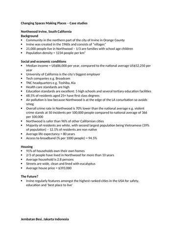 OCR A Level Geography Changing Spaces Making Places Revision Pack ...