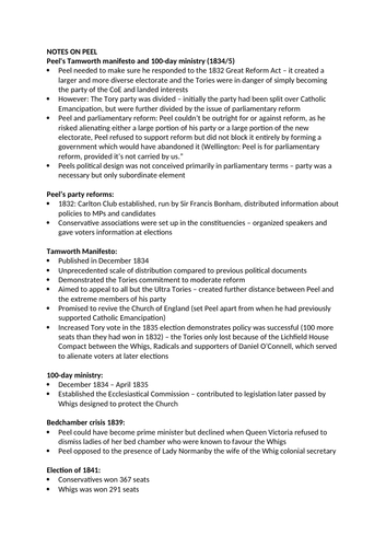 OCR A Level History Pitt to Peel Revision Pack | Teaching Resources