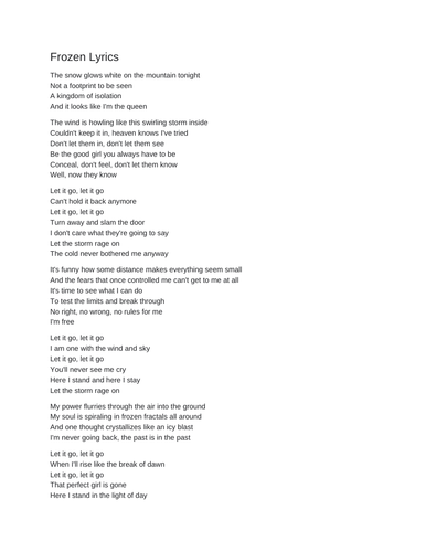 Language Paper 1 Question 3 AQA: Frozen Lyrics | Teaching Resources