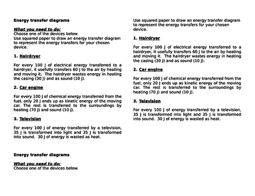 AQA KS3 Energy stores, in action, transfers and conservation efficiency ...