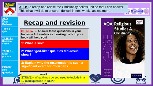 AQA GCSE RE Christianity beliefs revision lesson. | Teaching Resources