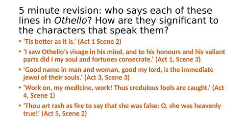 AQA English Literature B Othello revision | Teaching Resources