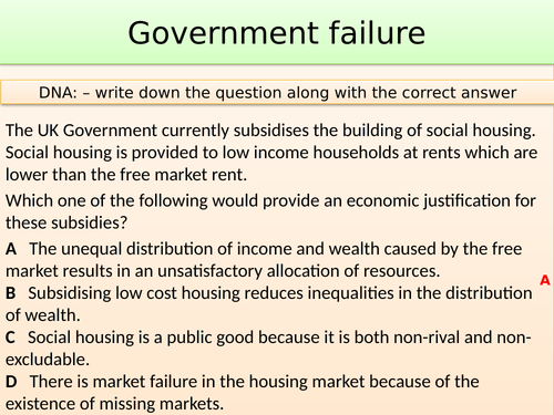 A-level Economics Government failure | Teaching Resources