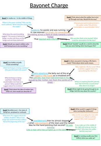 Power & Conflict Independent Worksheets (Bayonet, Charge, Exposure ...