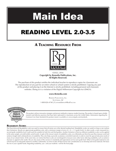 Getting the Main Idea (Reading Level 2.0-3.5) | Short Passages ...