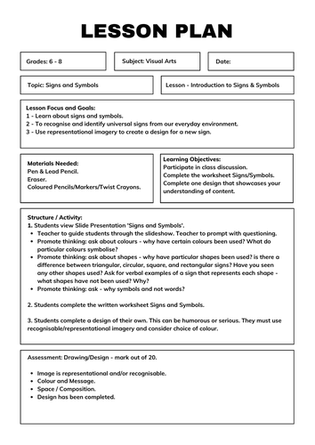 Signs and Symbols Lesson Plan with Resources | Teaching Resources Signs and Symbols Lesson Plan with Resources | Teaching Resources