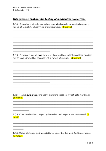 AQA A-Level Product Design Paper 1 Past Paper Style Questions ... AQA A-Level Product Design Paper 1 Past Paper Style Questions ...