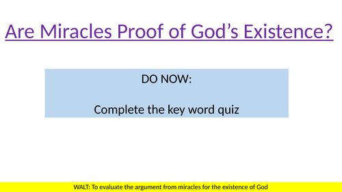 Miracles & The Existence of God | Teaching Resources