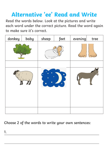 Alternative 'ee' sounds: Read and write worksheet | Teaching Resources