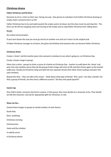 Drama - Christmas drama game ideas x3 | Teaching Resources