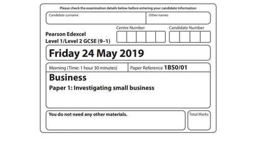 Edexcel GCSE Business Unit 1 2019 paper | Teaching Resources