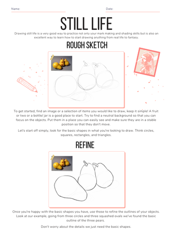 Still Life Worksheet | Teaching Resources