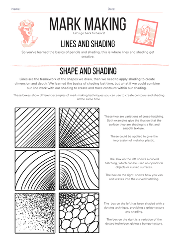 Mark Making - Lines and Shading Worksheet | Teaching Resources