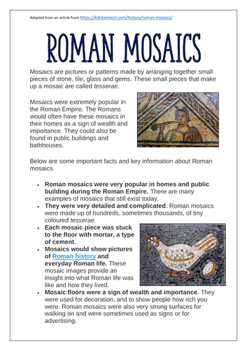Roman Mosaics Information Text - Whole Class Reading Session ...