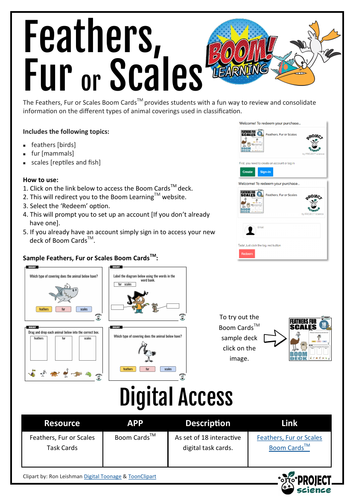 Animal Coverings [Feathers, Fur or Scales] Boom Cards™ - Distance ...