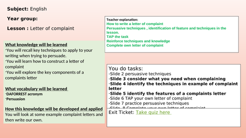 Letter of Complaint | Teaching Resources