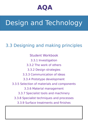 AQA GCSE D&T Workbooks | Teaching Resources