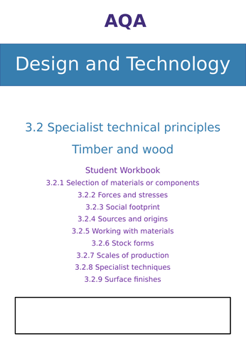 AQA GCSE D&T Workbooks | Teaching Resources