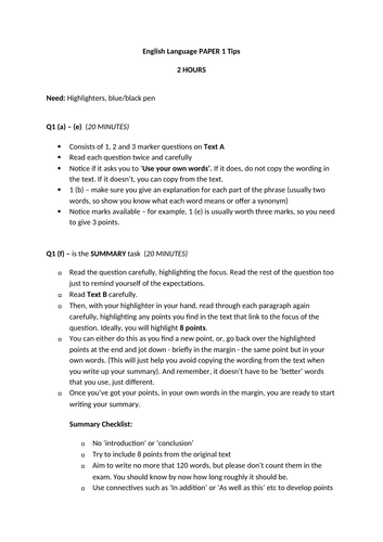 Cambridge iGCSE English Language (0500) Paper 1 Exam Tips | Teaching ...