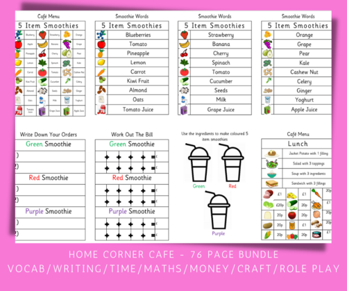 EYFS/KS1 Home Corner Cafe HUGE resource bundle - FULL Term of ...
