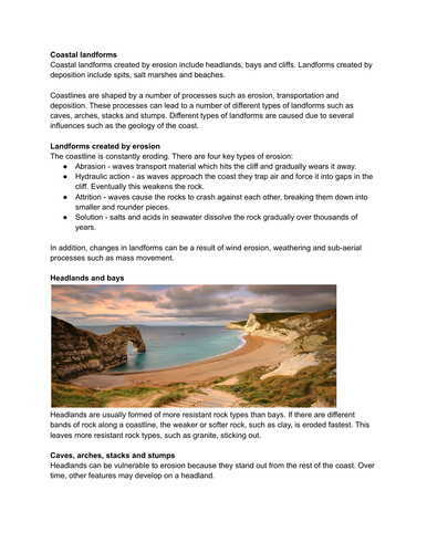KS3/4 Coastal Landforms Activity | Teaching Resources