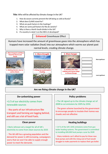 Climate Change Effects in the UK - KS3 (Key Stage 3) | Teaching Resources