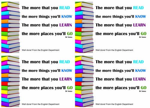 English Praise postcards - well done note cards - reward cards ...