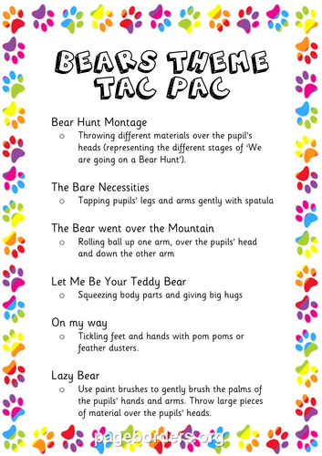 Bears Tac Pac/Sensory Music | Teaching Resources