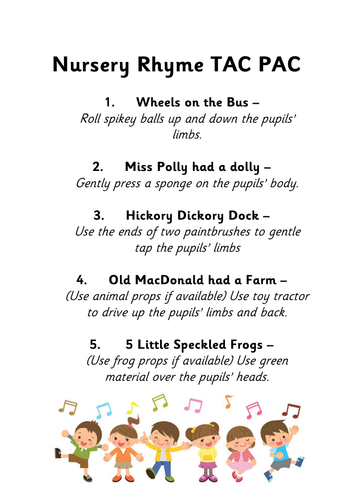 Nursery Rhyme Tac Pac/Sensory Music | Teaching Resources