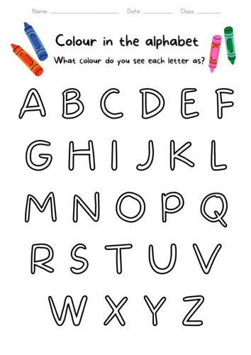 Learning the Alphabet (UK) - Colour in activity worksheet | Teaching ...