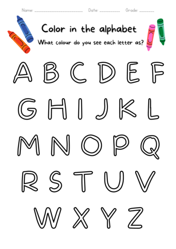 Learning the alphabet (USA) - Colour in activity worksheet | Teaching ...