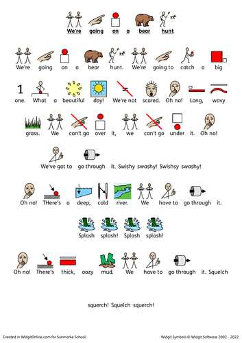 We're going on a bear hunt Widgit symbols | Teaching Resources