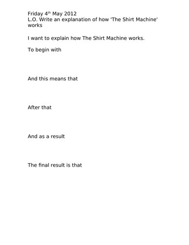 Year 6 Literacy Revision Autobiography Explanation Texts The Shirt ...