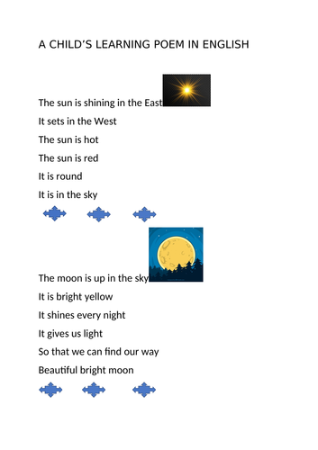 A CHILD'S LEARNING POEM | Teaching Resources