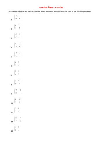 Invariant lines in 2D | Teaching Resources Invariant lines in 2D | Teaching Resources