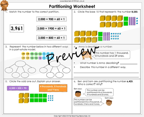 Partitioning - Year 4 | Teaching Resources