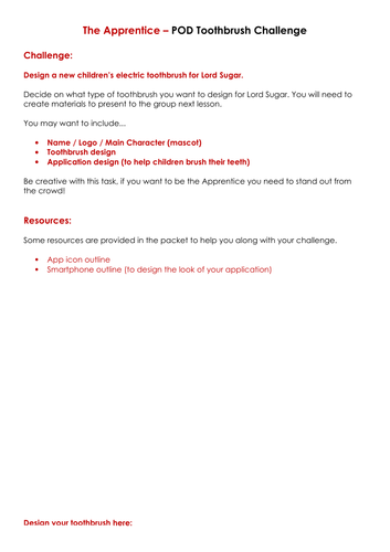 The Apprentice - Toothbrush Business Challenge | Teaching Resources