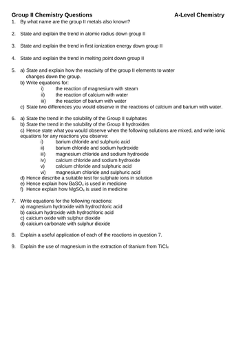 Group 2 and the Halogens (A-Level) | Teaching Resources